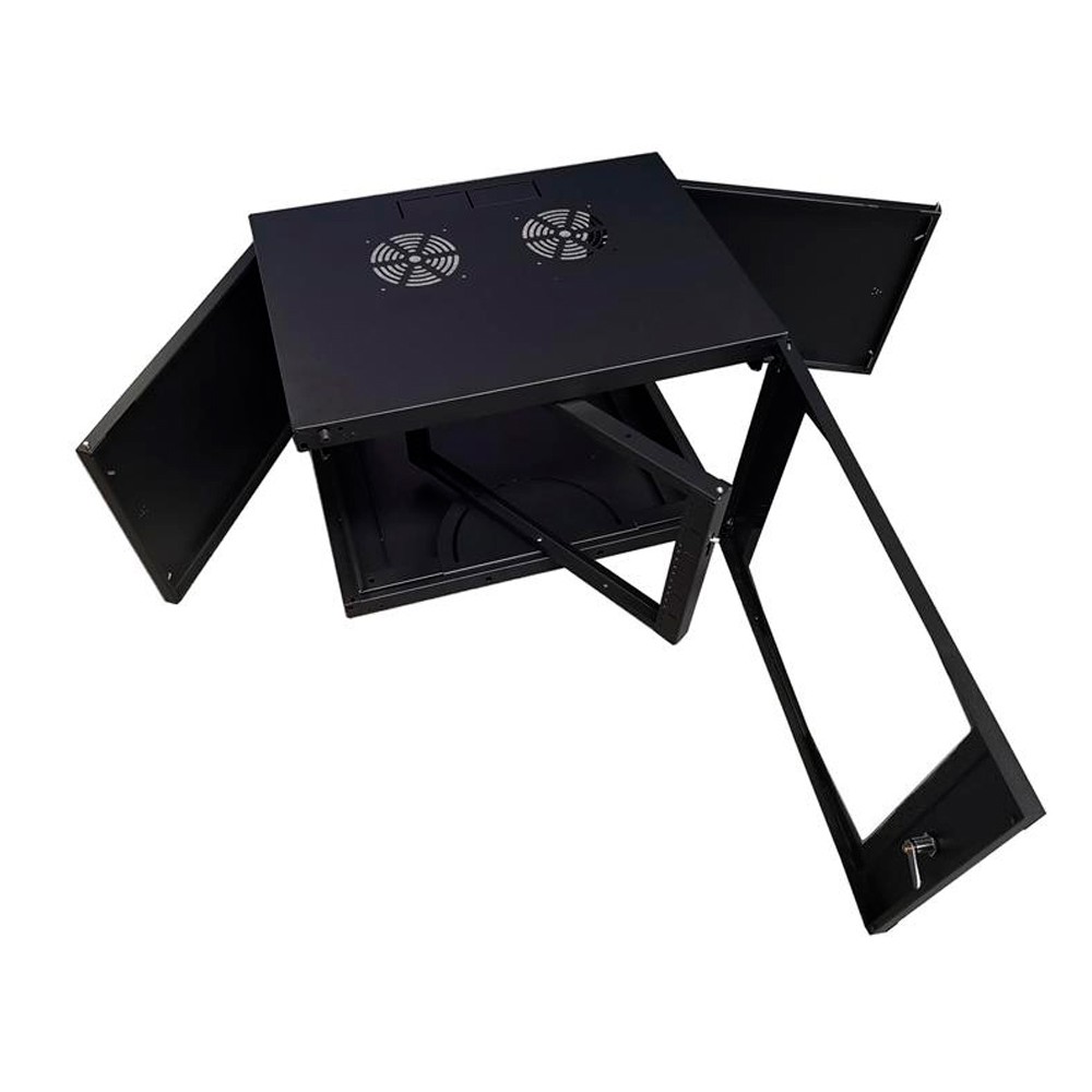 Gabinete Mural Negro Armable 12Ux600 Con eje rotativo ATC
